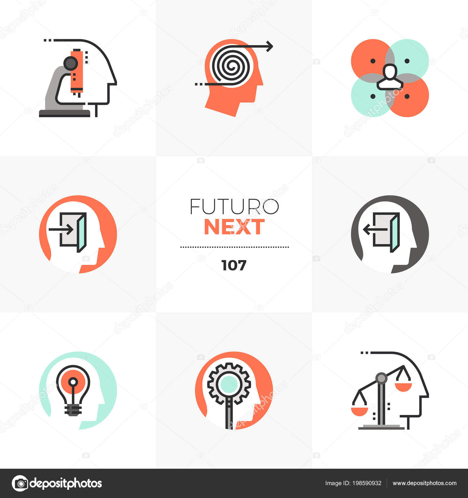 Modern Flat Icons Set Mental Process Human Mind Workflow Unique Stock ...