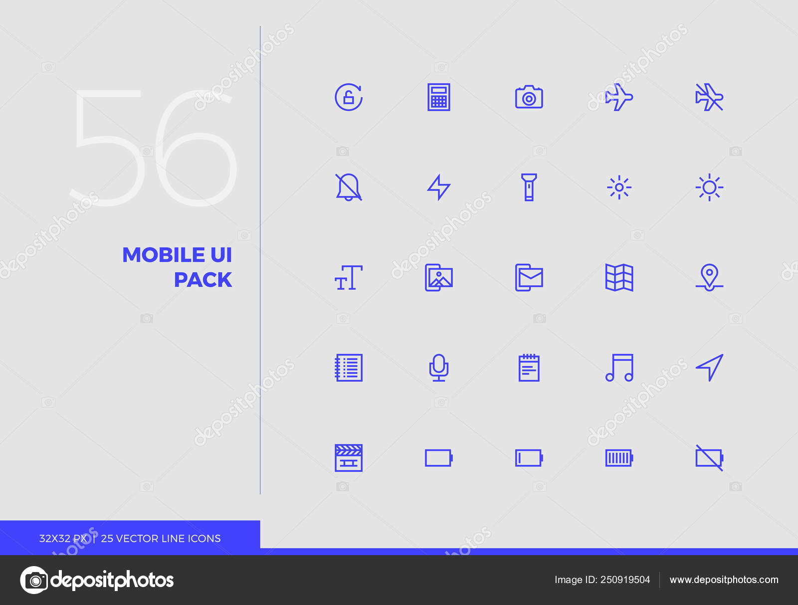 Vector Line Icons Mobile UI Pack Stock Vector Image by ©bloomua #250919504