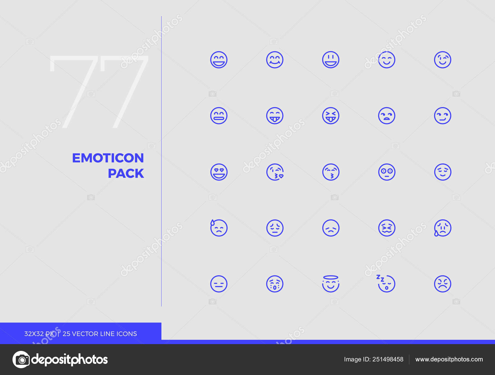 Vector Line Iconos Emoticon Pack Vector de stock por ©bloomua 251498458