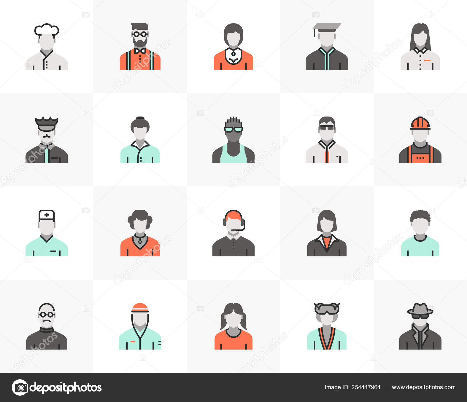 Profession Avatars Futuro Next Icons Pack Stock Vector by ©bloomua 254447964