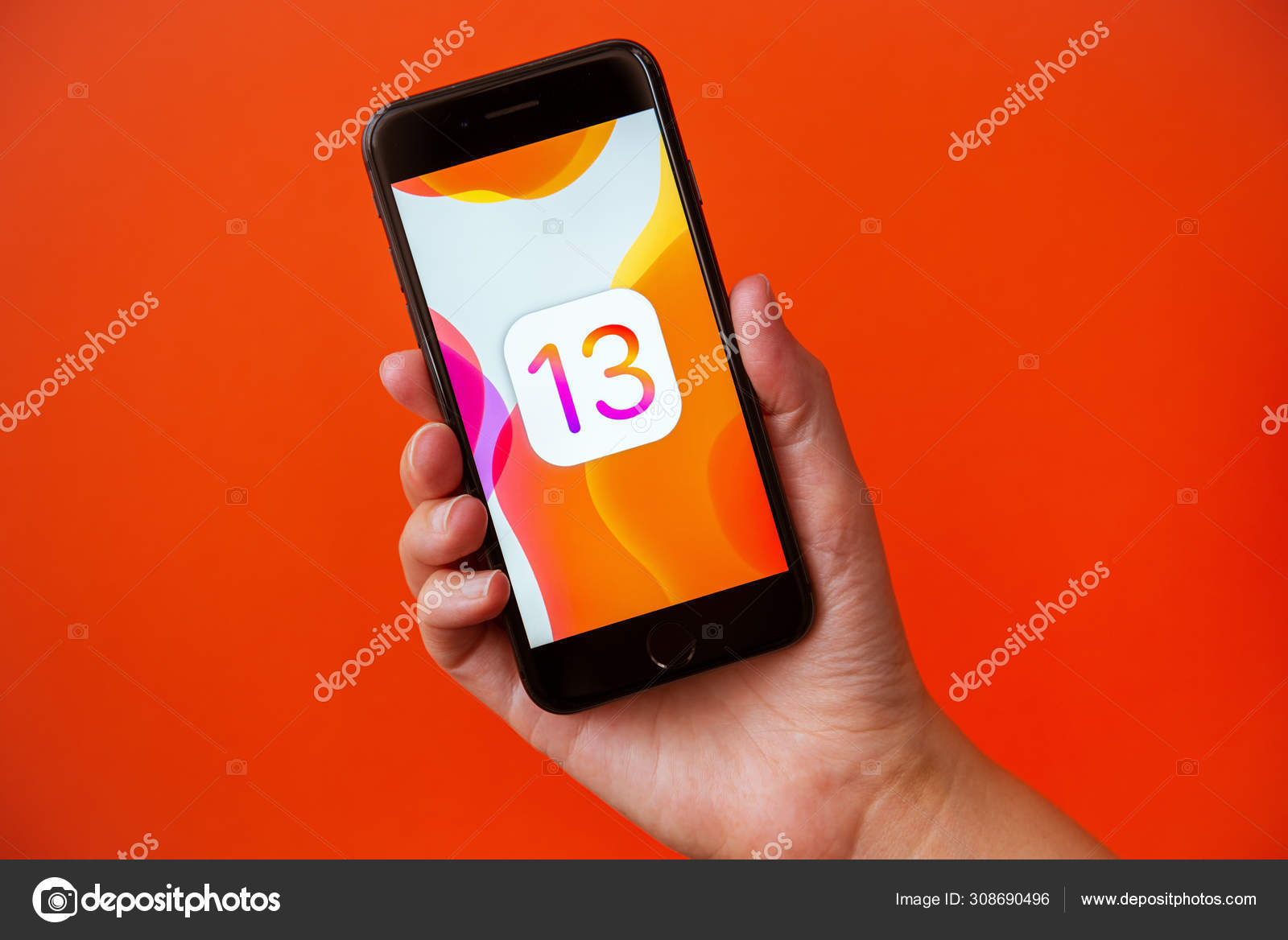 Apple iPhone 8 with iOS 13 Image on a Screen — Stock Editorial Photo ...