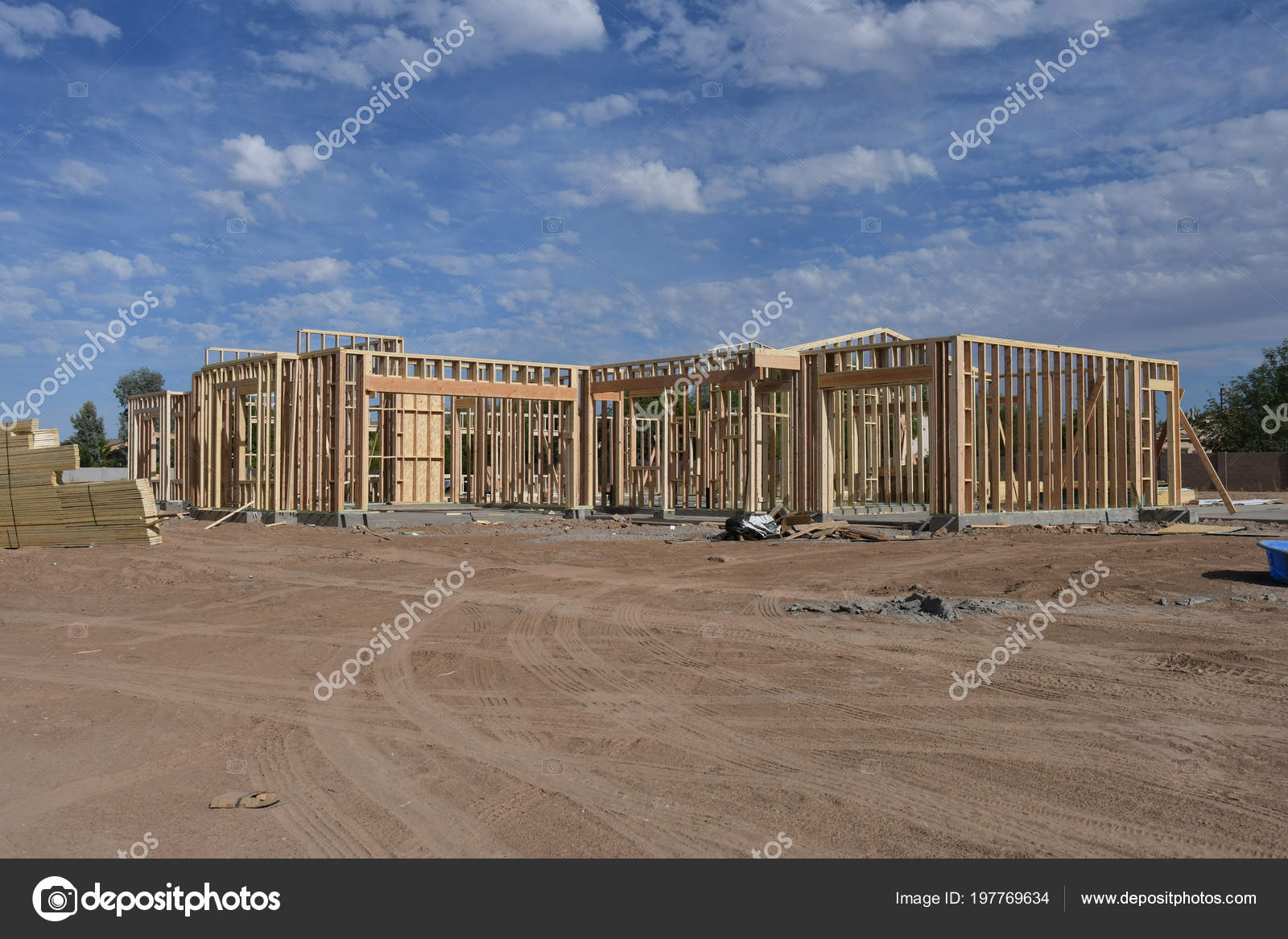 Framing New Home Being Built Which First Step Building Home — Stock ...