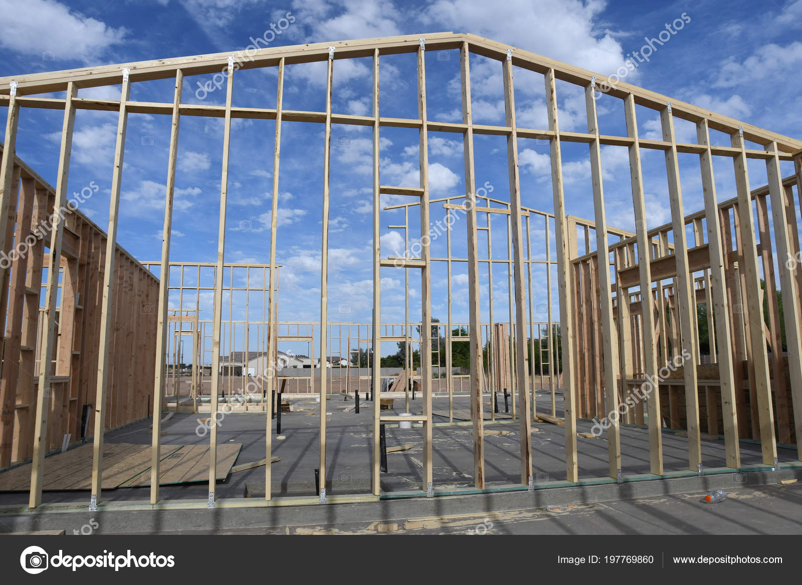 Framing New Home Being Built Which First Step Building Home – Stock ...