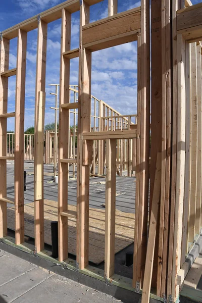 Framing New Home Being Built Which First Step Building Home – Stock ...