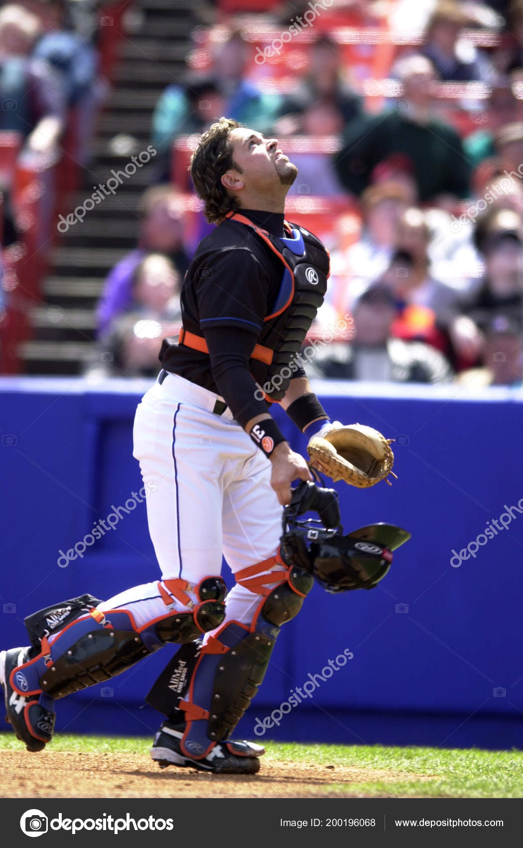 Mike Piazza Hall Fame Catcher New York Mets Game Action – Stock ...