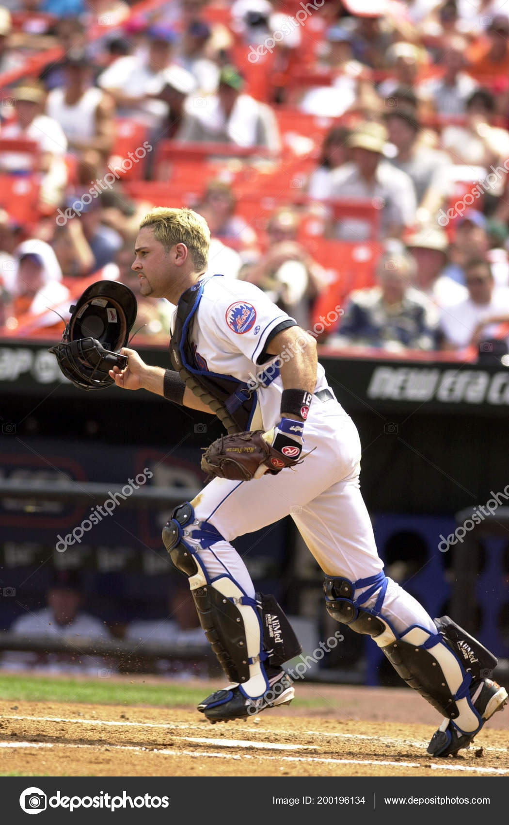 Mike Piazza Hall Fame Catcher New York Mets Game Action – Stock ...