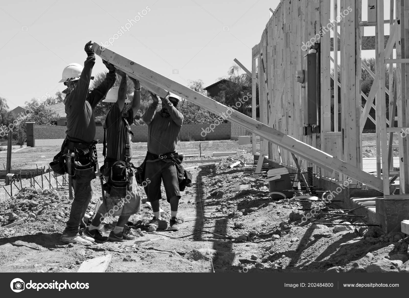 New Construction Framing Being Assembled Crew Construction Company ...