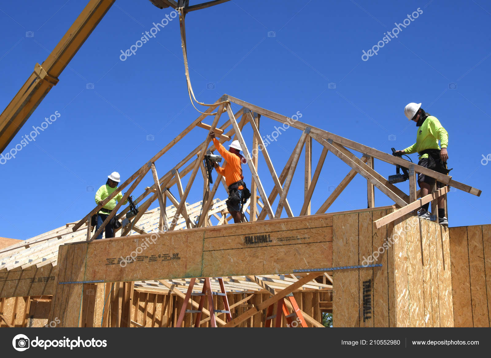 New Construction Framing Being Assembled Crew Construction Company ...