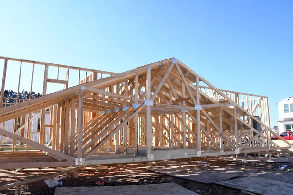 Framing New Home Being Built Which First Step Building Home – Stock ...