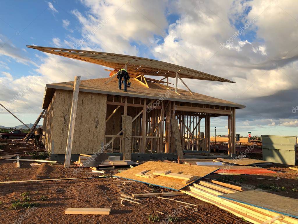 New Construction Framing Being Assembled Crew Construction Company ...