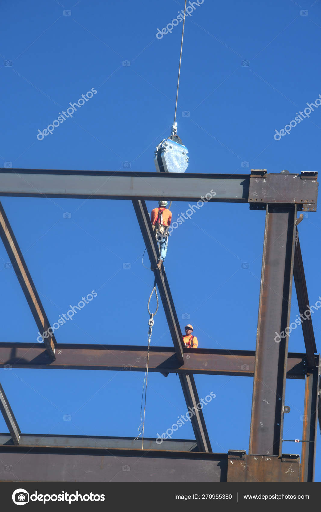 Structural Steel Workers Working New Building Being Built Gilbert ...
