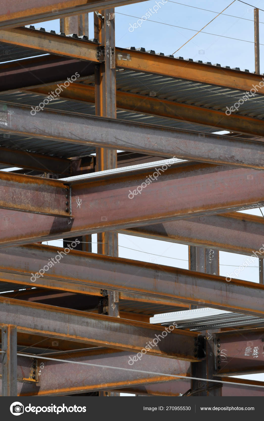 Steel Building Frame Construction Beginning Process Hospital Being ...
