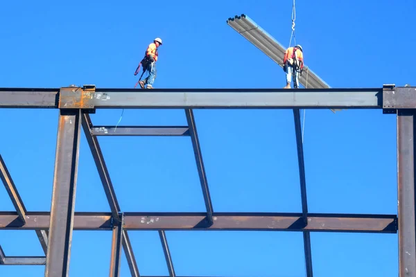 Structural Steel Workers Working New Building Being Built Gilbert ...