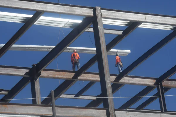 Structural Steel Workers Working New Building Being Built Gilbert ...