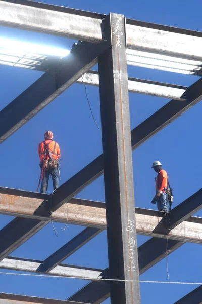 Structural Steel Workers Working New Building Being Built Gilbert ...