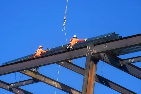 Structural Steel Workers Working New Building Being Built Gilbert ...