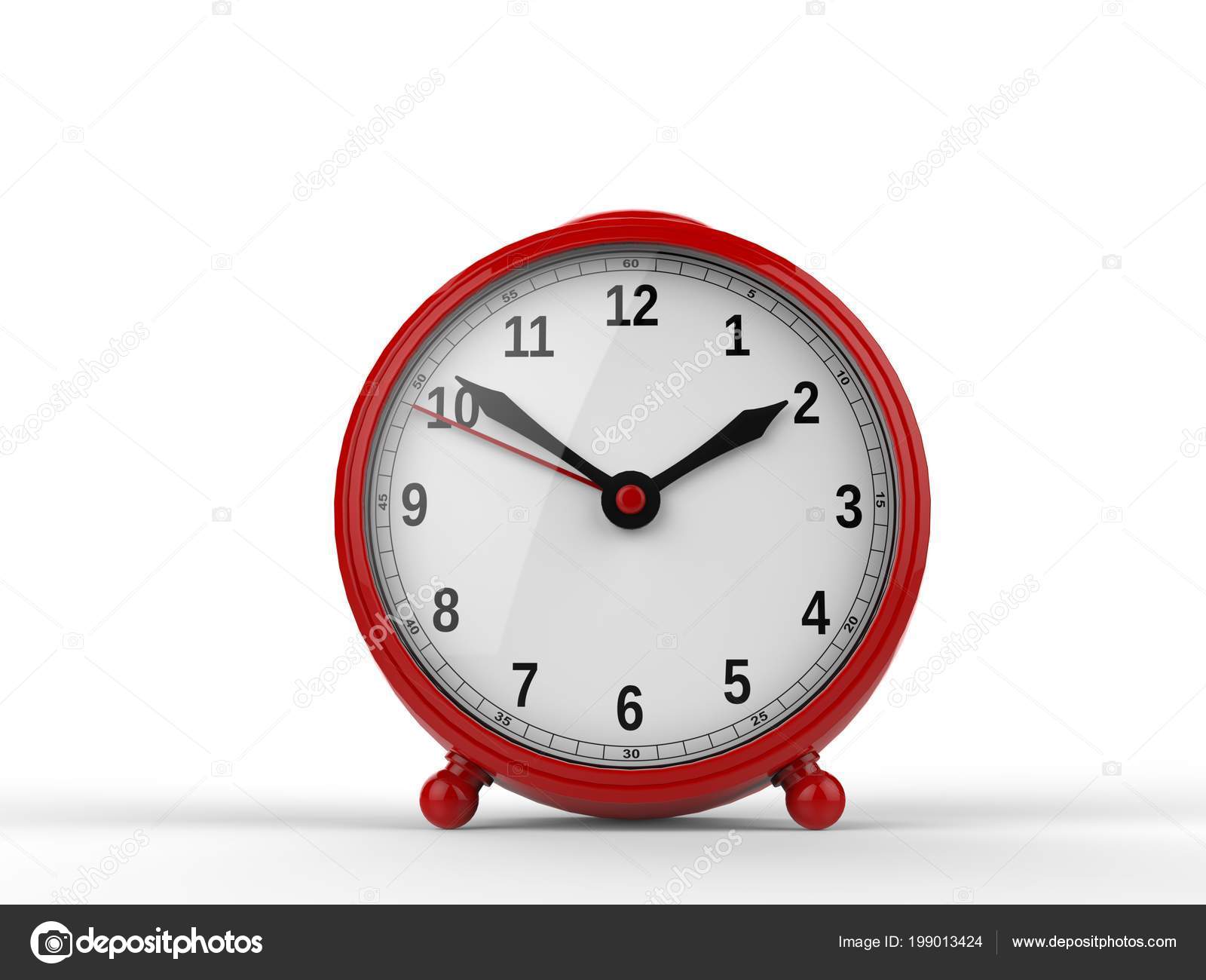 Cute Red Alarm Clock Front View — Stock Photo © Trimitrius #199013424