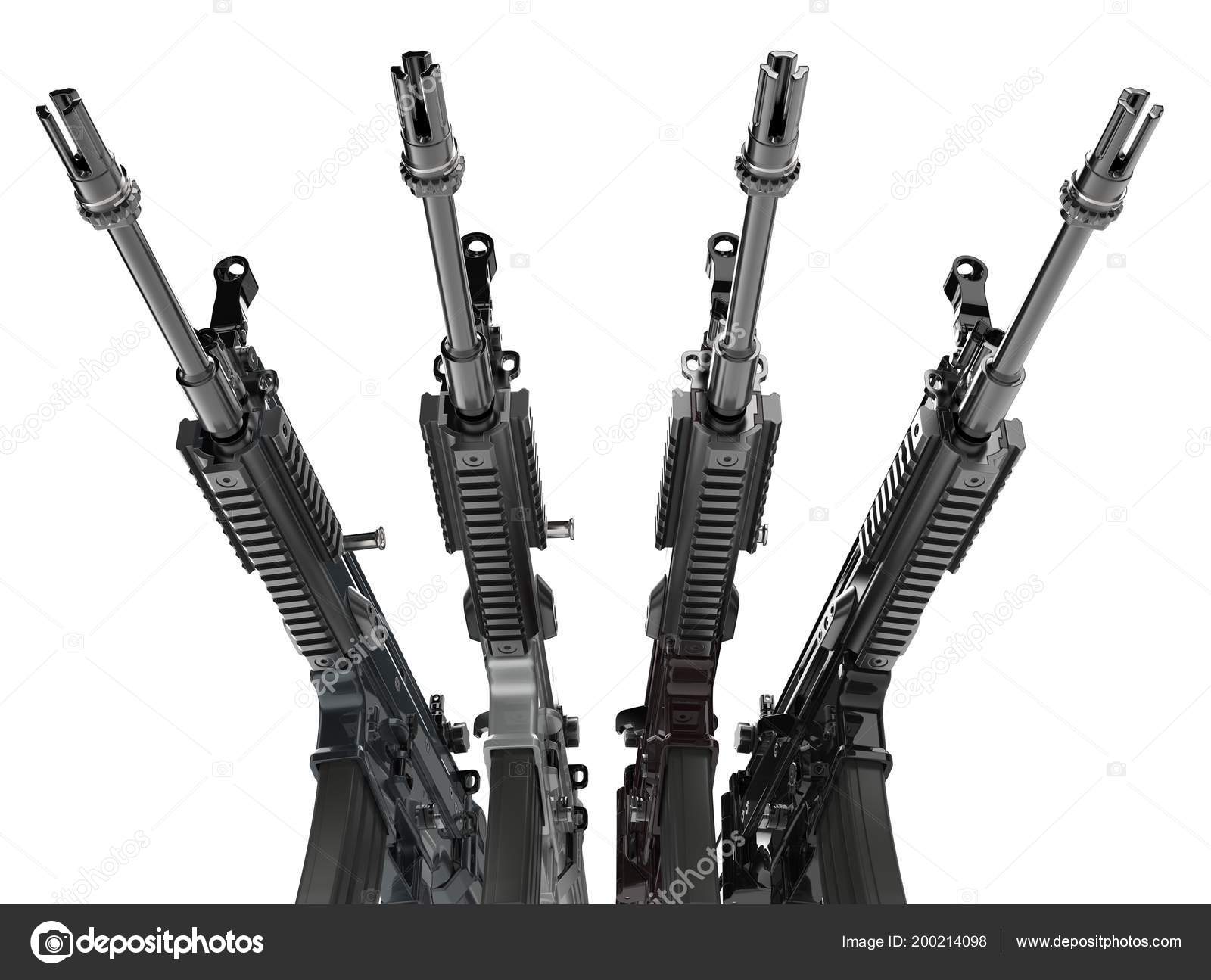 Assault Rifles Low Angle Closeup Shot — Stock Photo © Trimitrius #200214098