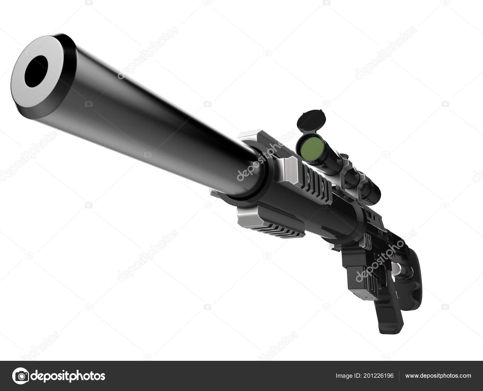 Modern Black Sniper Rifle Barrel Closeup Shot — Stock Photo ...