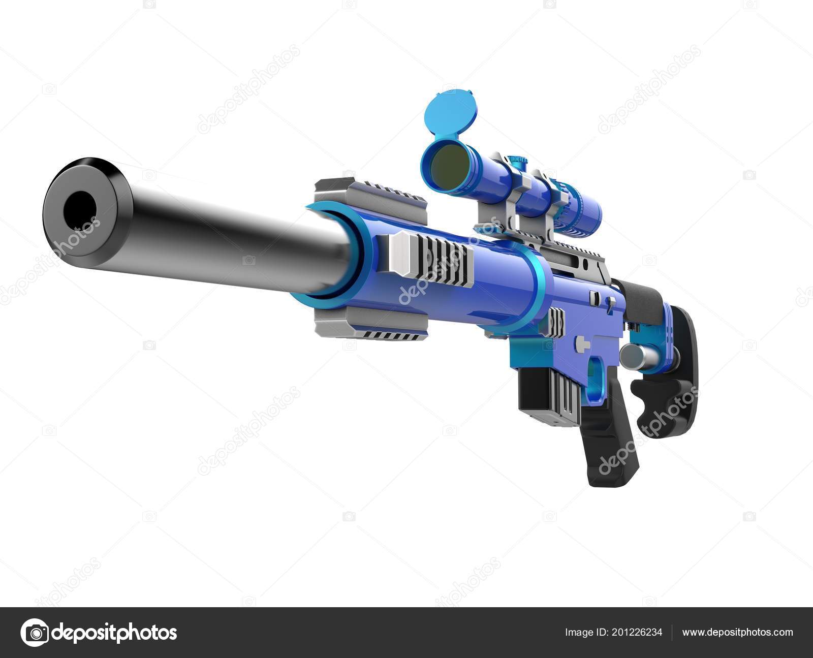 Metallic Blue Modern Sniper Rifle Silencer — Stock Photo © Trimitrius ...