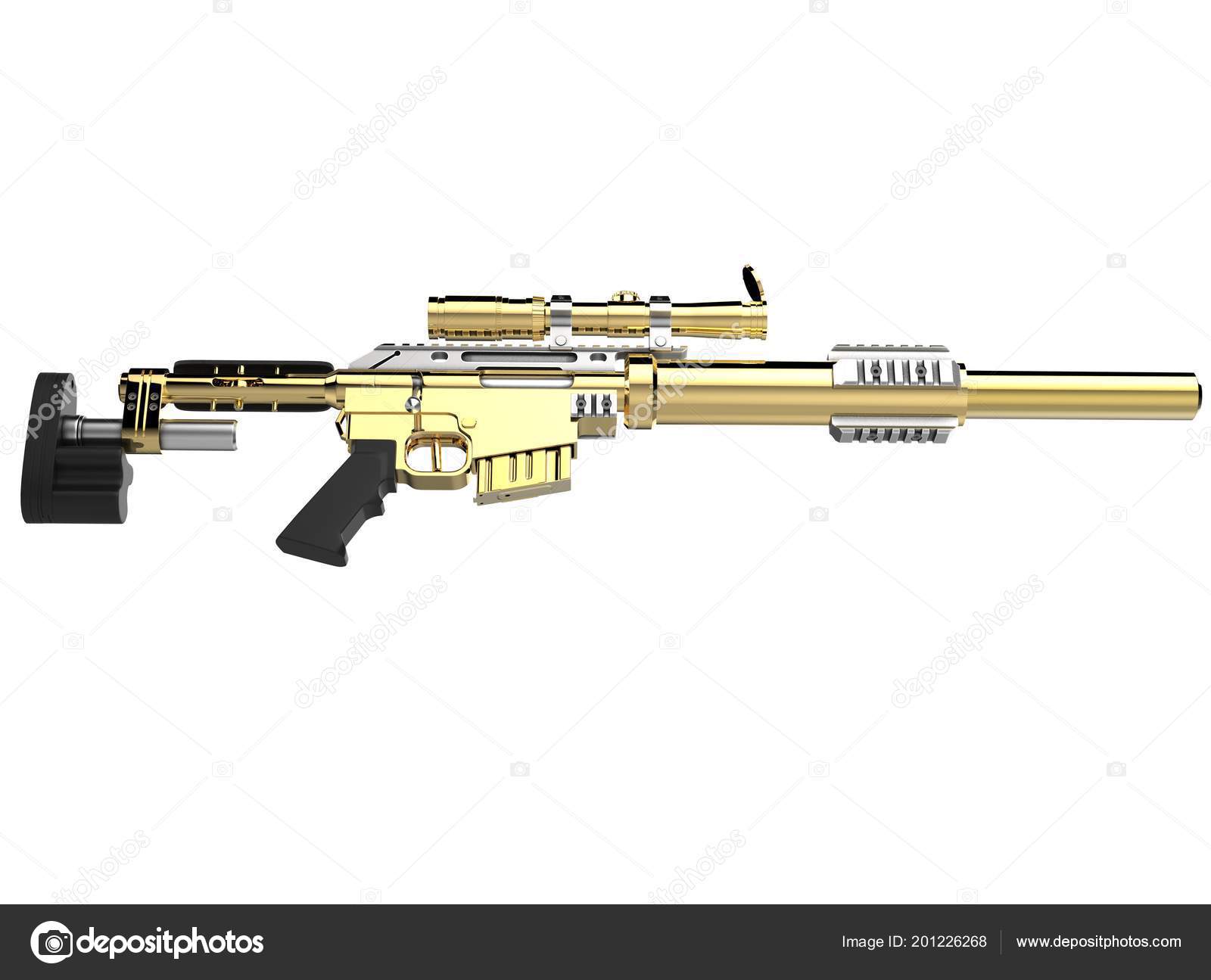 Gold Modern Sniper Rifle — Stock Photo © Trimitrius #201226268