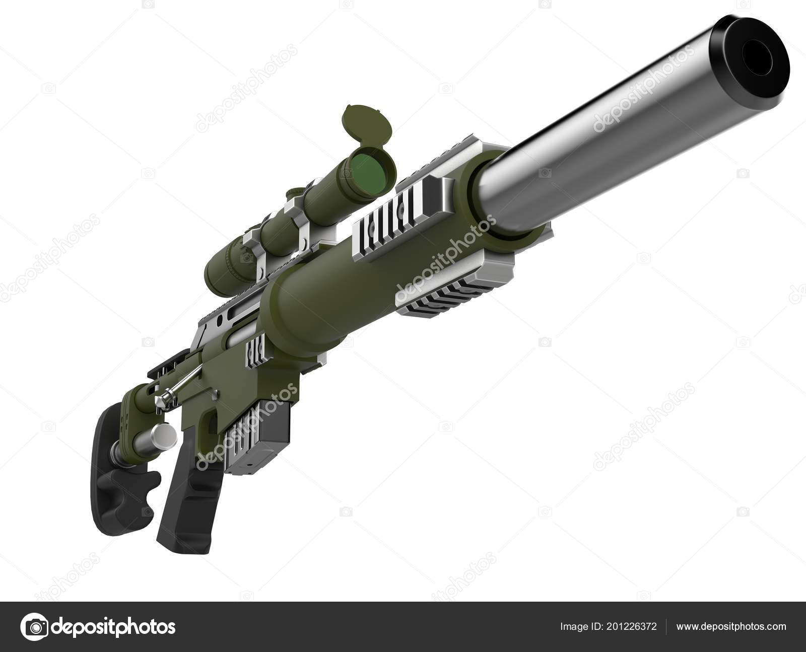 Matte Army Green Modern Sniper Rifle Closeup Shot — Stock Photo ...