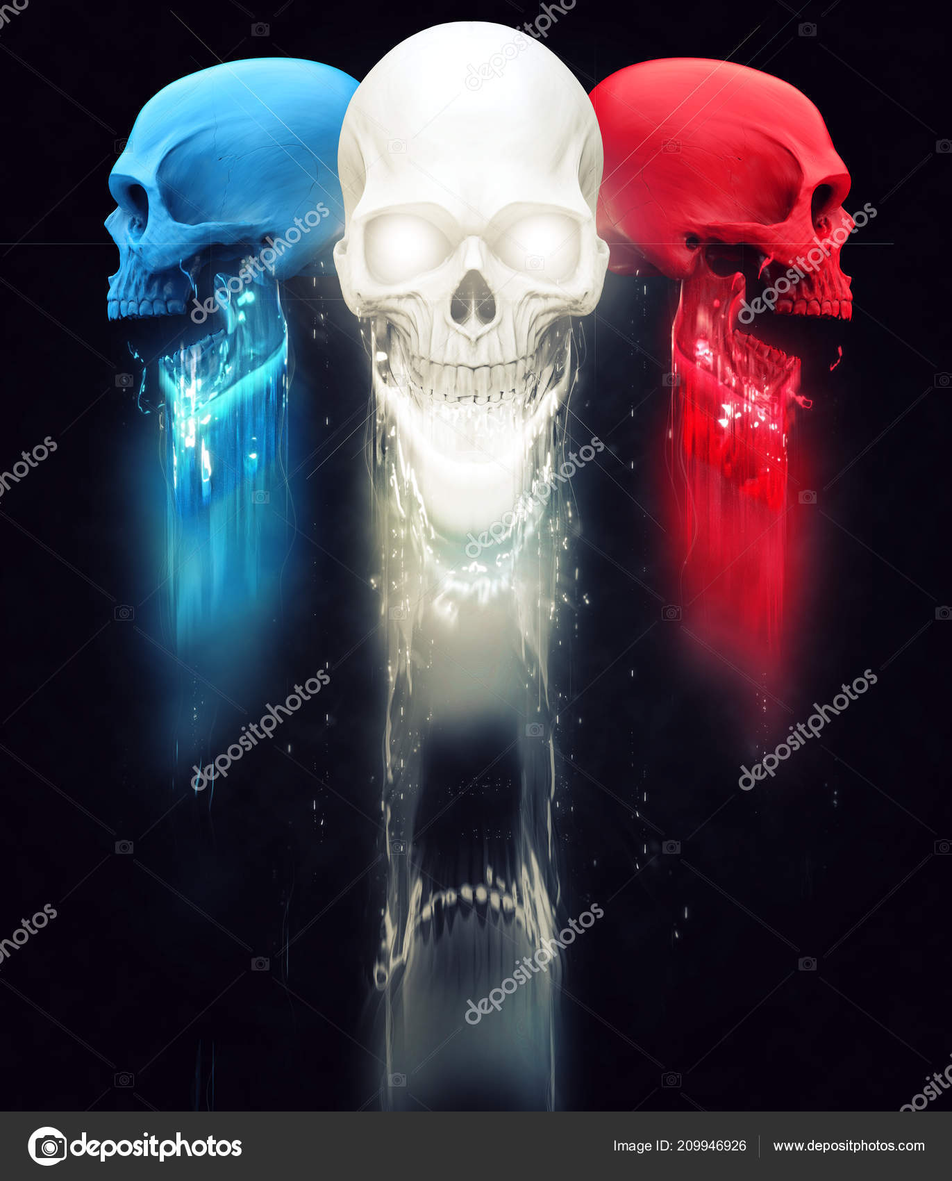 Red White Blue Skulls Bleeding Glow Stock Photo by ©Trimitrius 209946926
