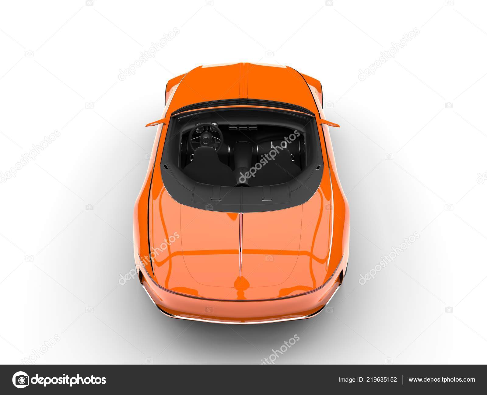 Racing Orange Modern Cabriolet Concept Car Back View — Stock Photo ...