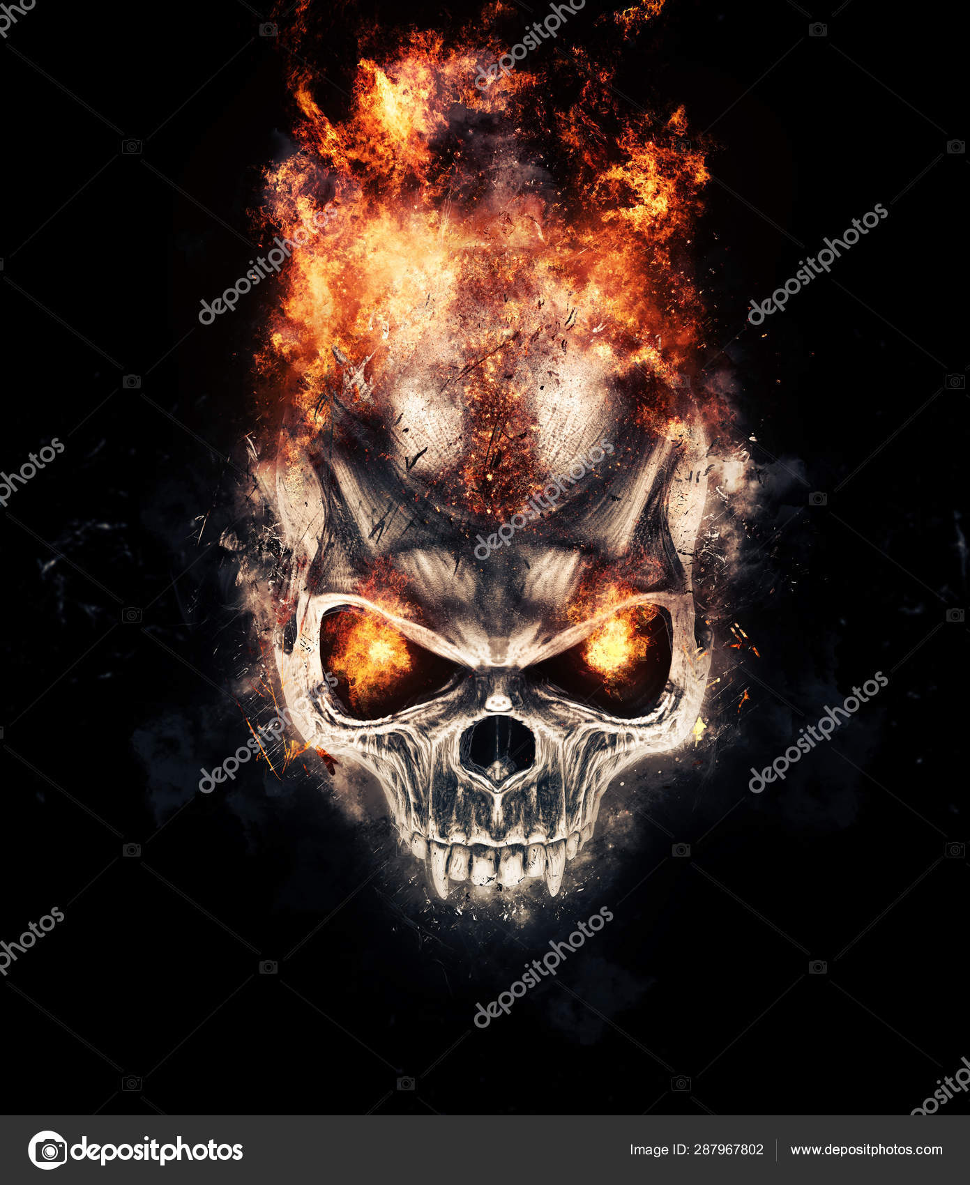Dark Burning Vampire Skull Illustration — Stock Photo © Trimitrius ...