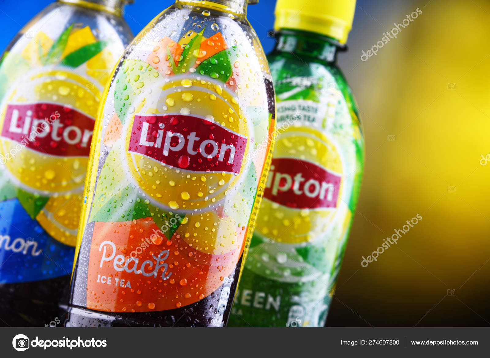 Three bottles of Lipton Ice Tea soft drink. – Stock Editorial Photo ...