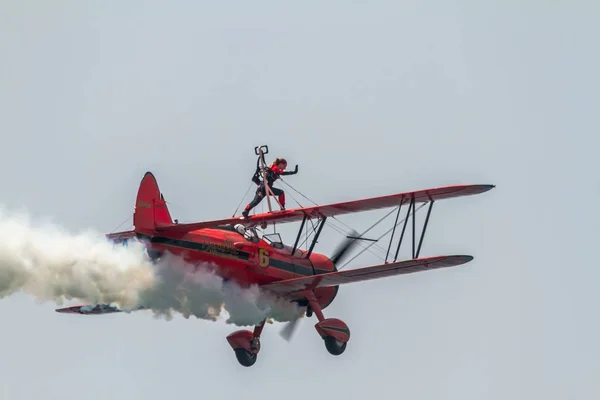 Wingwalker Danielle on the Aircraft Boeing Stearman – Stock Editorial ...