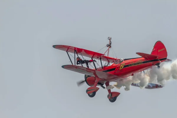 Wingwalker Danielle on the Aircraft Boeing Stearman – Stock Editorial ...