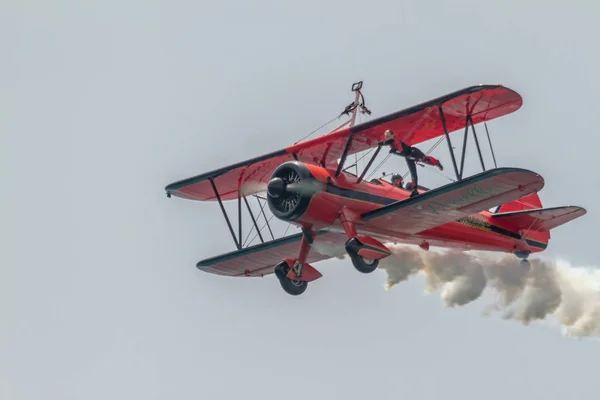 Wingwalker Danielle on the Aircraft Boeing Stearman – Stock Editorial ...