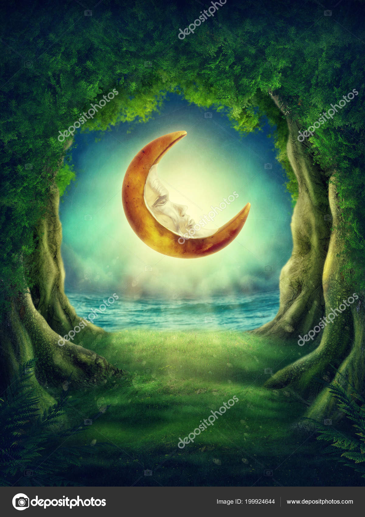 Dark Fantasy Forest Moon