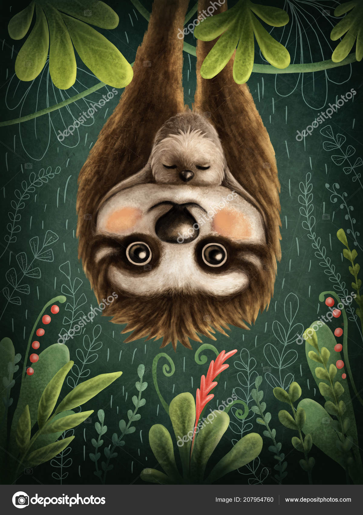 Illustration Cute Sloths Stock Illustration by ©Elena Schweitzer #207954760