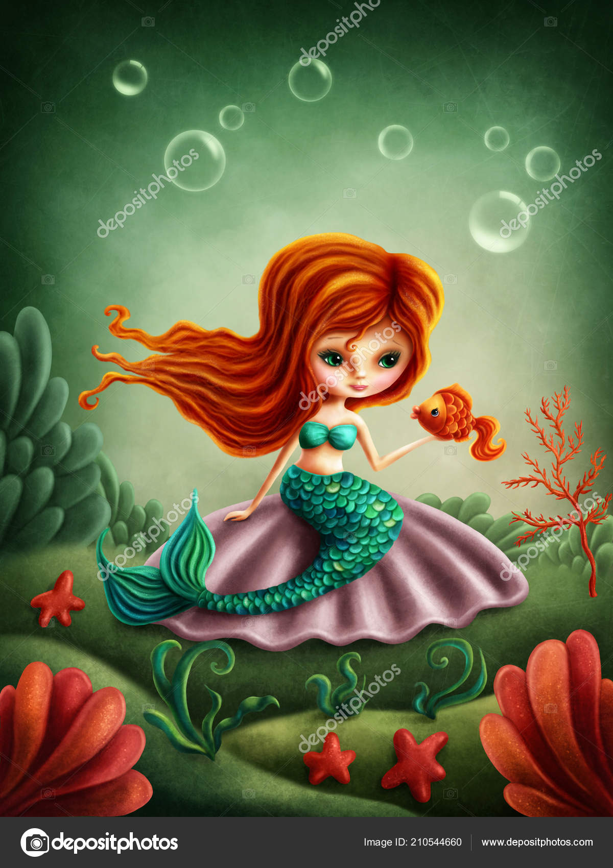 Beautiful Little Mermaid Girl Fish Stock Photo by ©Elena Schweitzer ...