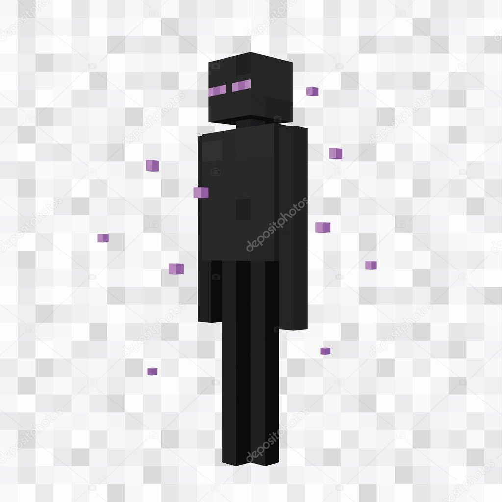 Minecraft Enderman 8-bit Pixel Layout elementos de juego, web, interfaz ...