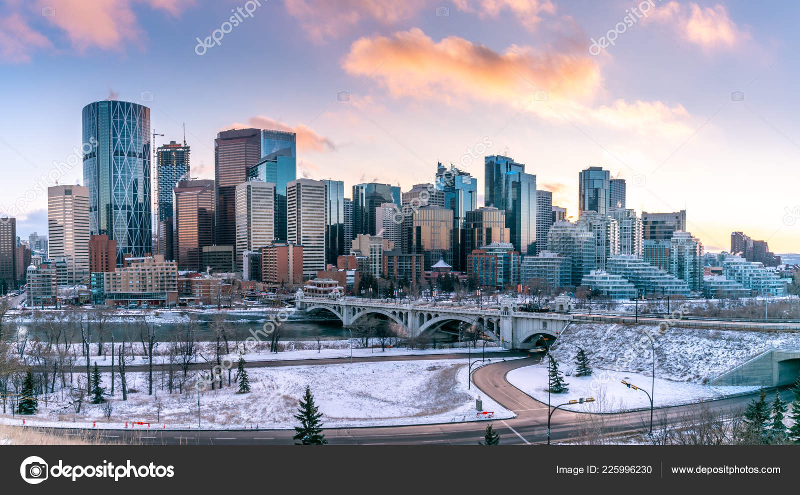 Beautiful Night Skyline Calgary Alberta Canada Winter – Stock Editorial ...