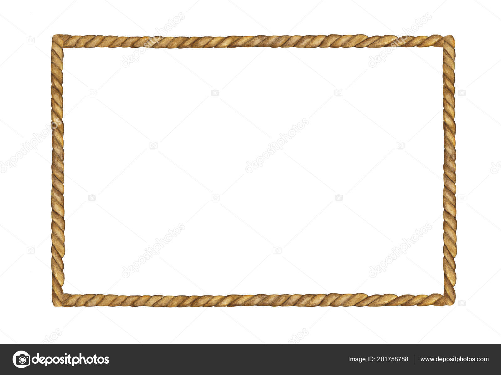 Watercolor Painting Brown Rope Frame White Background Stock Photo by ...