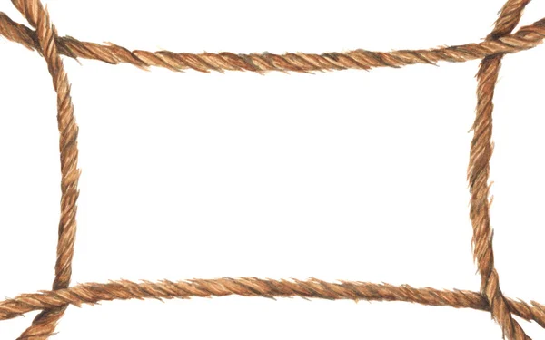 Watercolor Painting Brown Rope Frame White Background Stock Photo by ...
