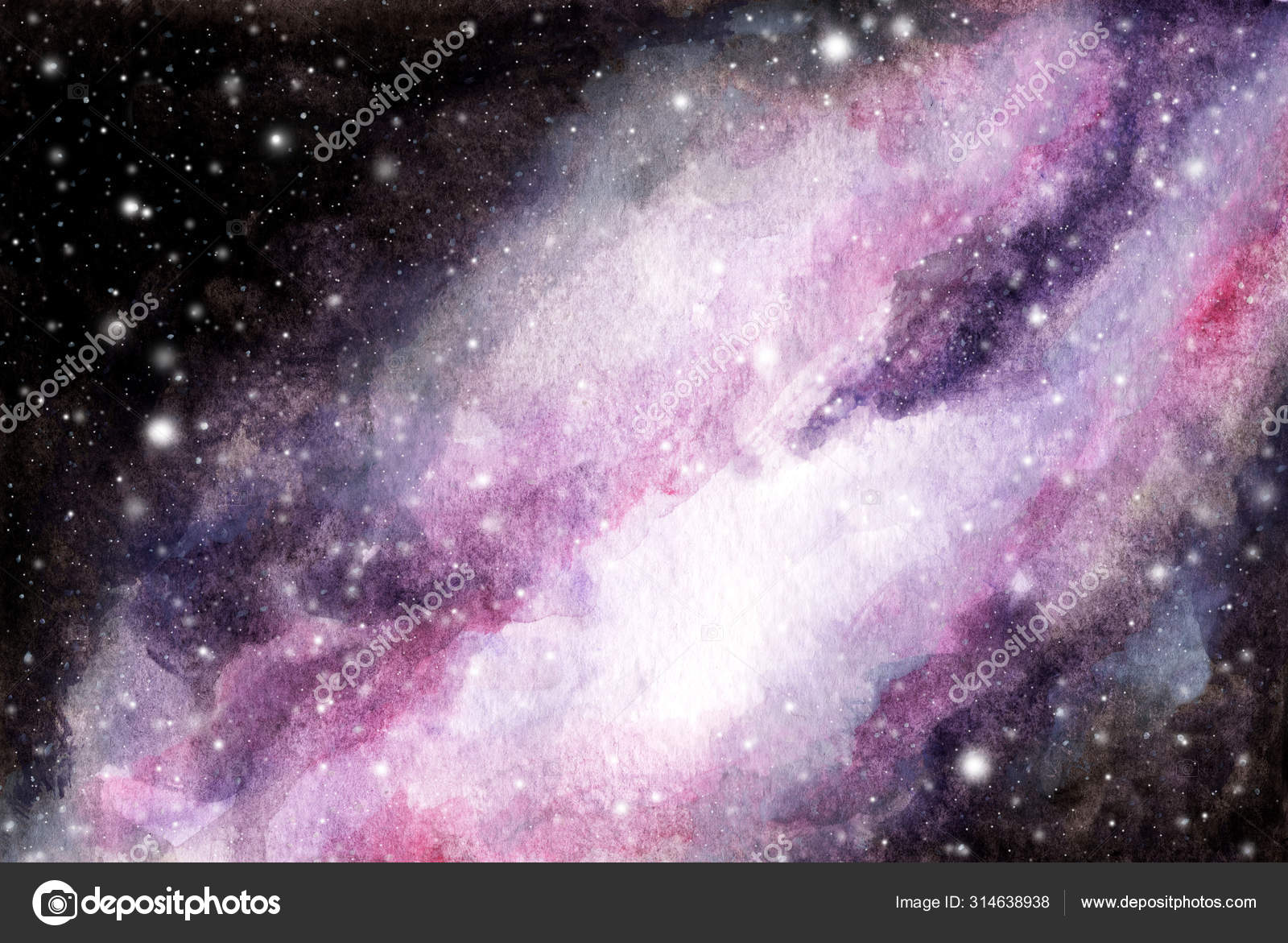 Abstract Watercolor Galaxy Sky Background Cosmic Texture Stars Night ...