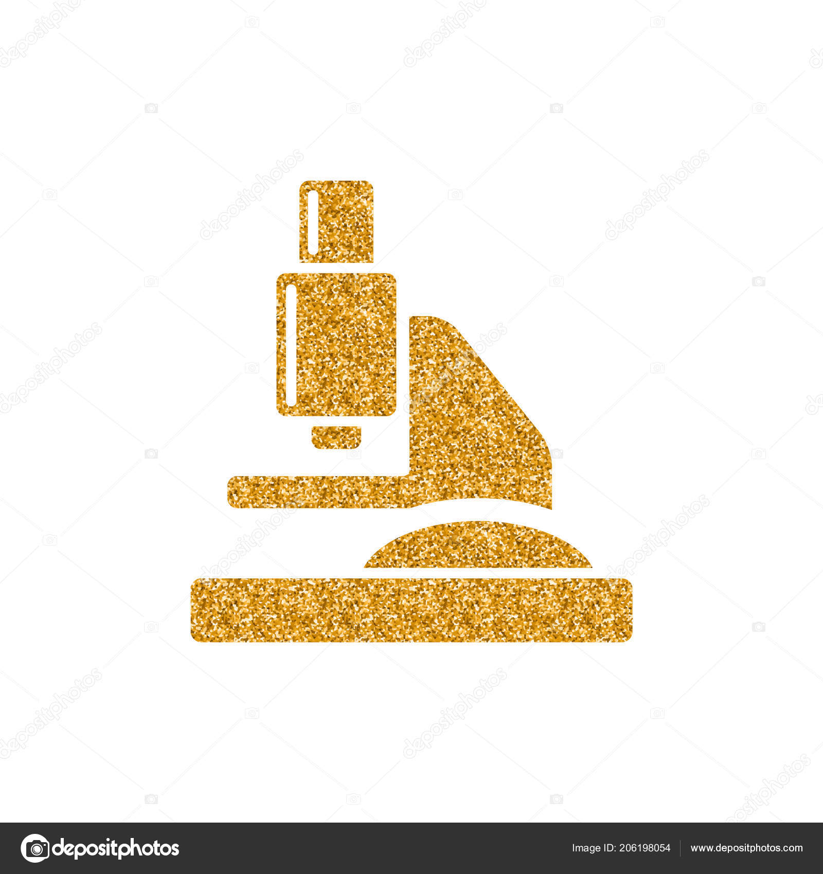 Microscope Icon Gold Glitter Texture Isolated White Background Stock ...