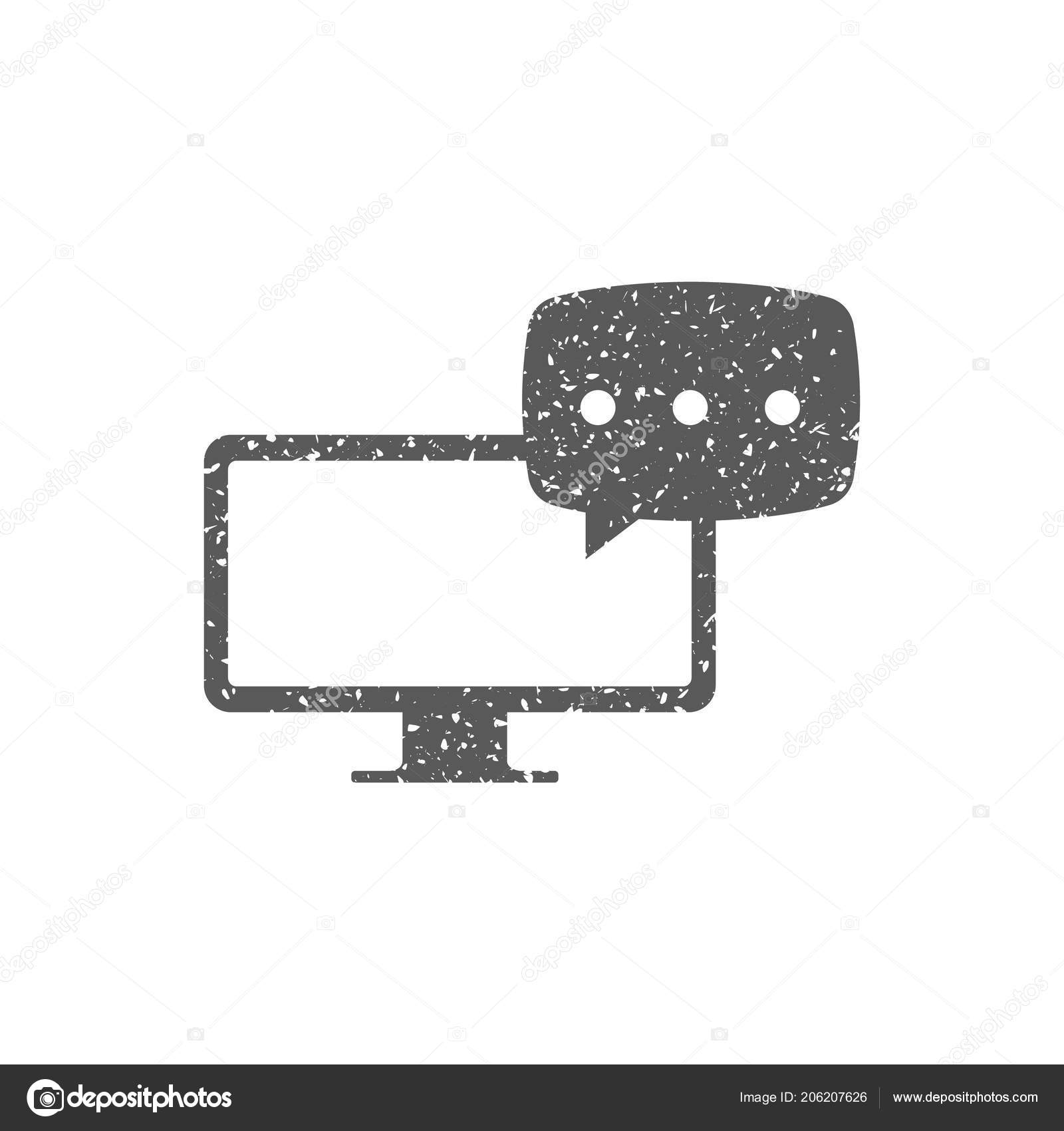 Computer Chat Icon Grunge Texture Isolated White Background Stock ...