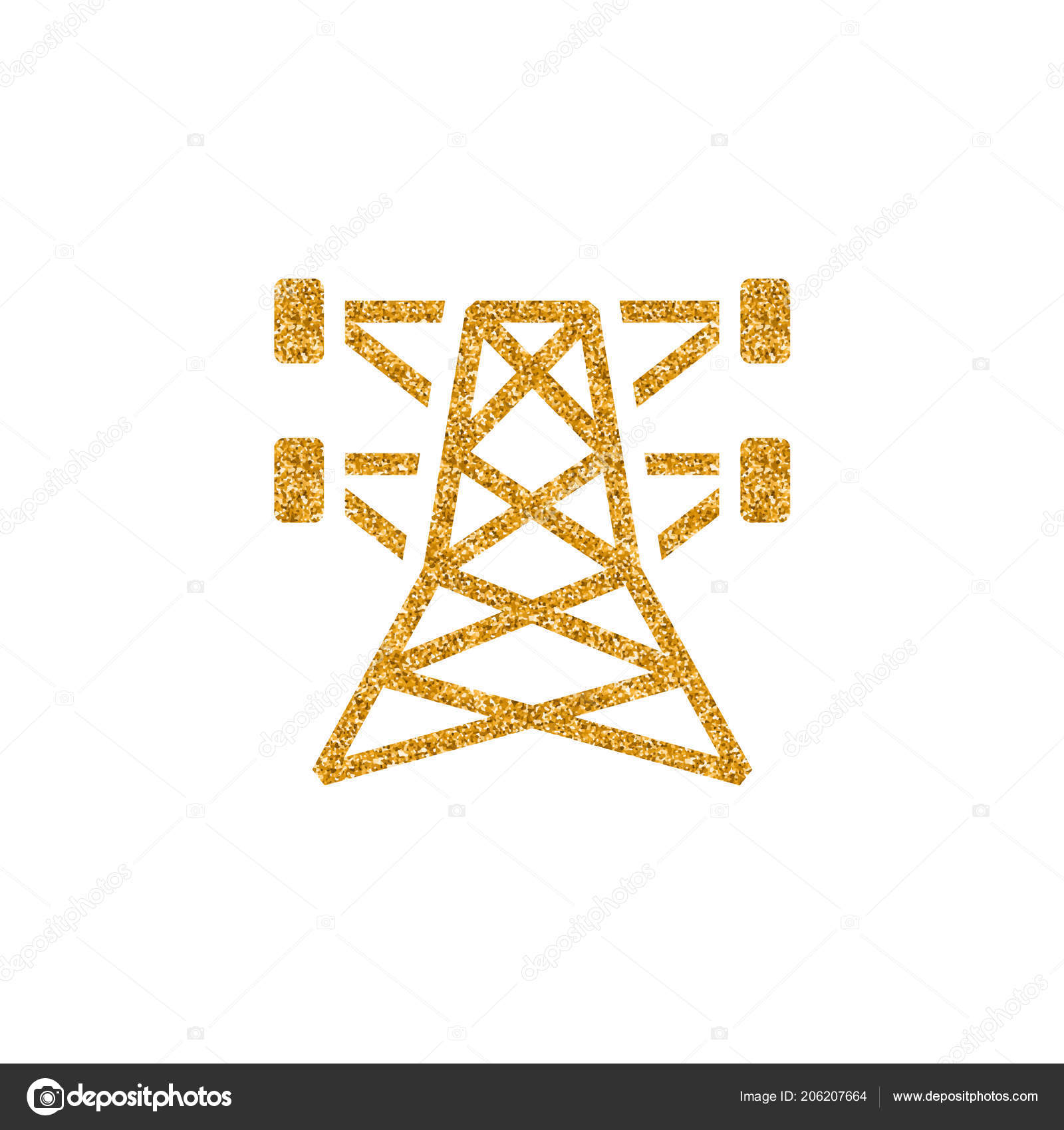 Icono Pilón Textura Brillo Dorado Sparkle Lujo Estilo Vector ...