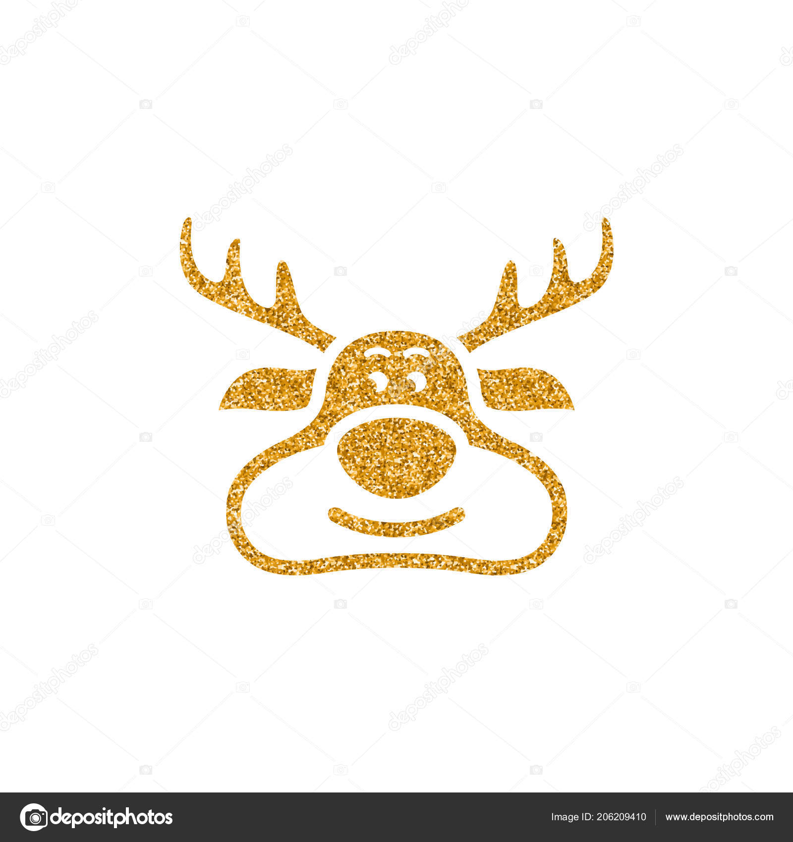 Reno Icono Alce Textura Brillo Dorado Aislado Sobre Fondo Blanco Vector ...