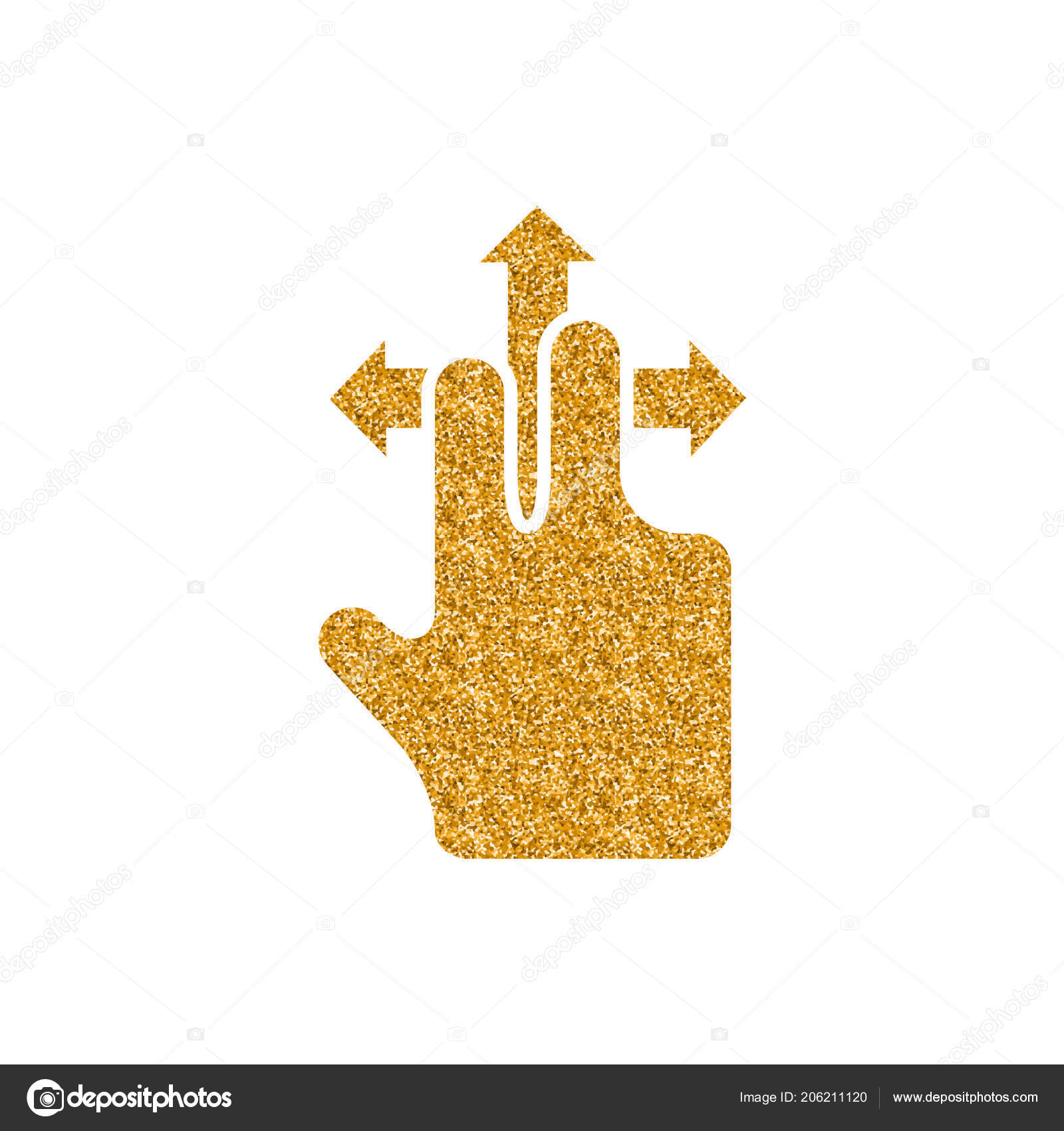 Finger Gesture Icon Gold Glitter Texture Isolated White Background ...
