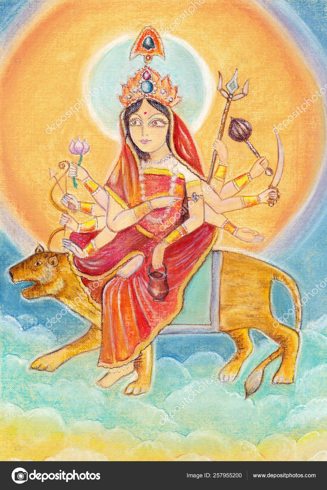 Beautiful Hindu Goddess Rendering Chandraghanta Devi Navaratri Day ...