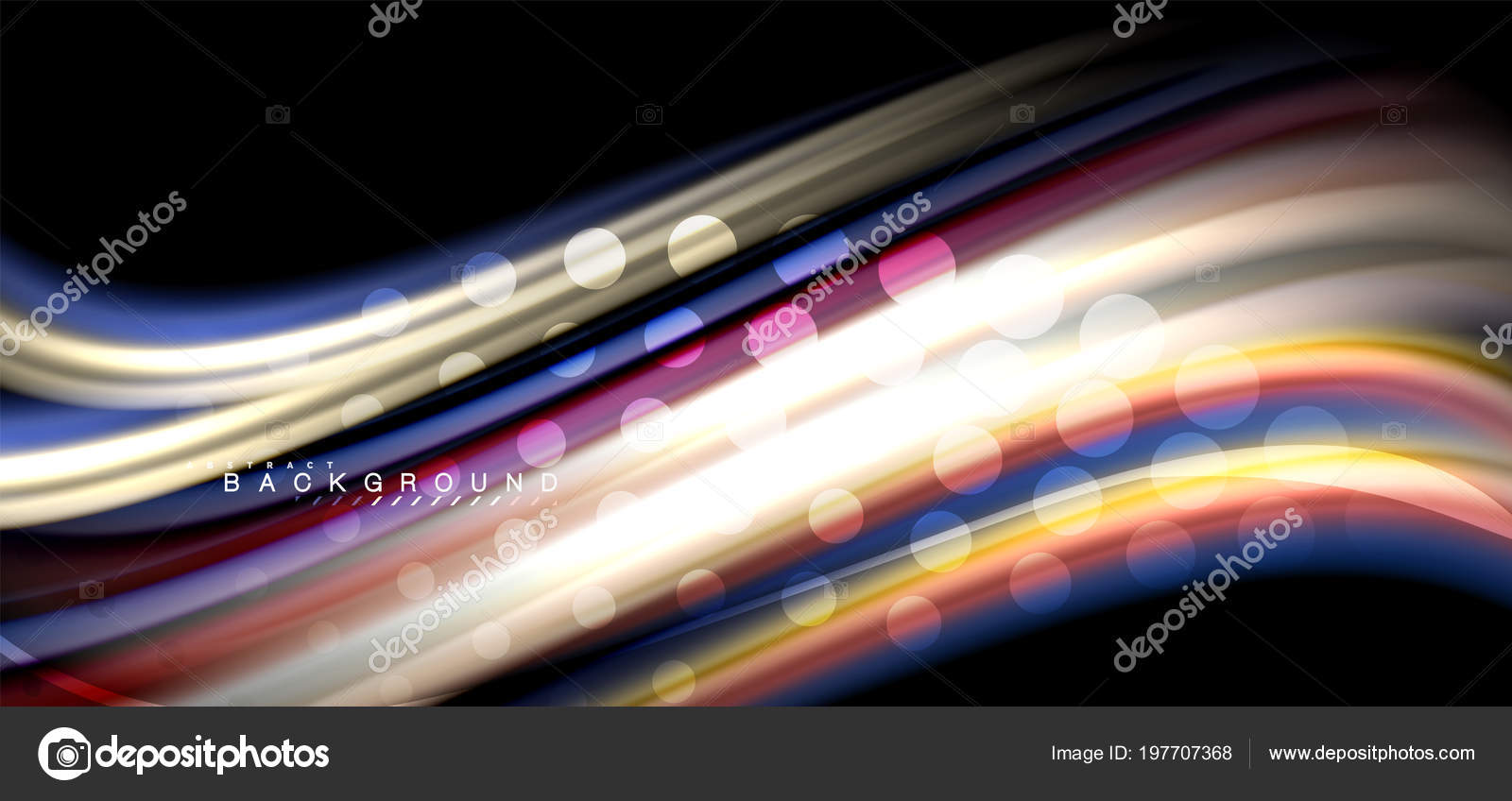 Multicolored wave lines on black background design Stock Vector by ...