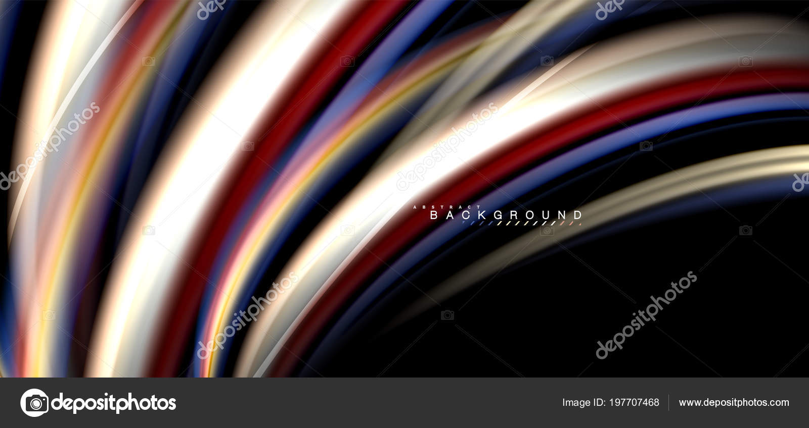Multicolored wave lines on black background design Stock Vector by ...