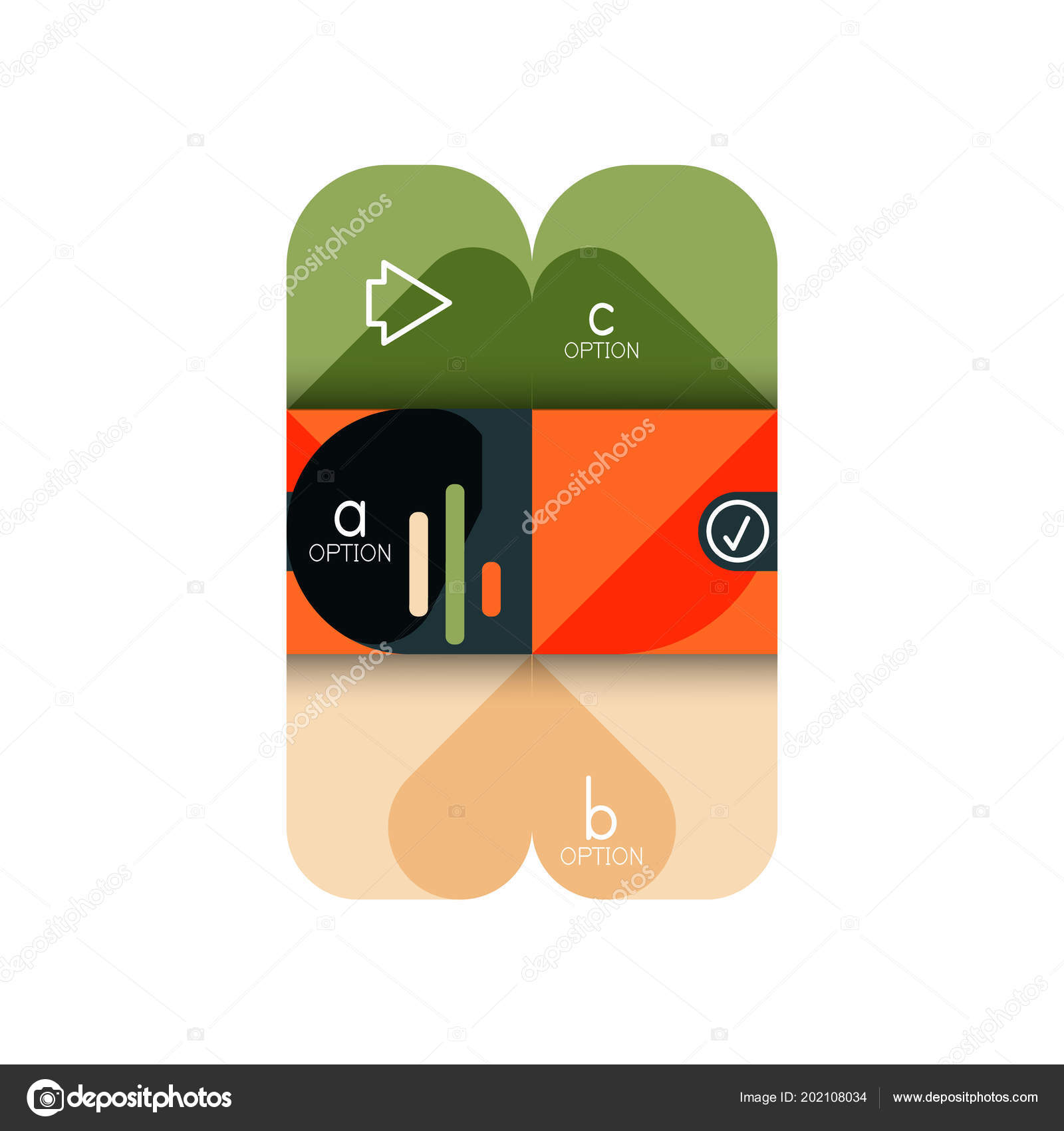 Infografik option og trin for trin i afrundede firkanter, element af ...